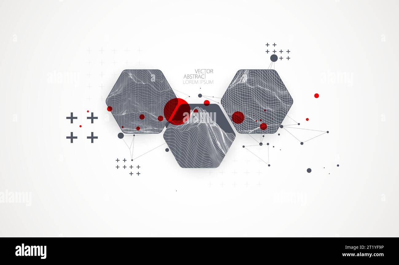 Modern Science Or Technology Abstract Background Using Hexagonal Shapes Wireframe Spot Surface