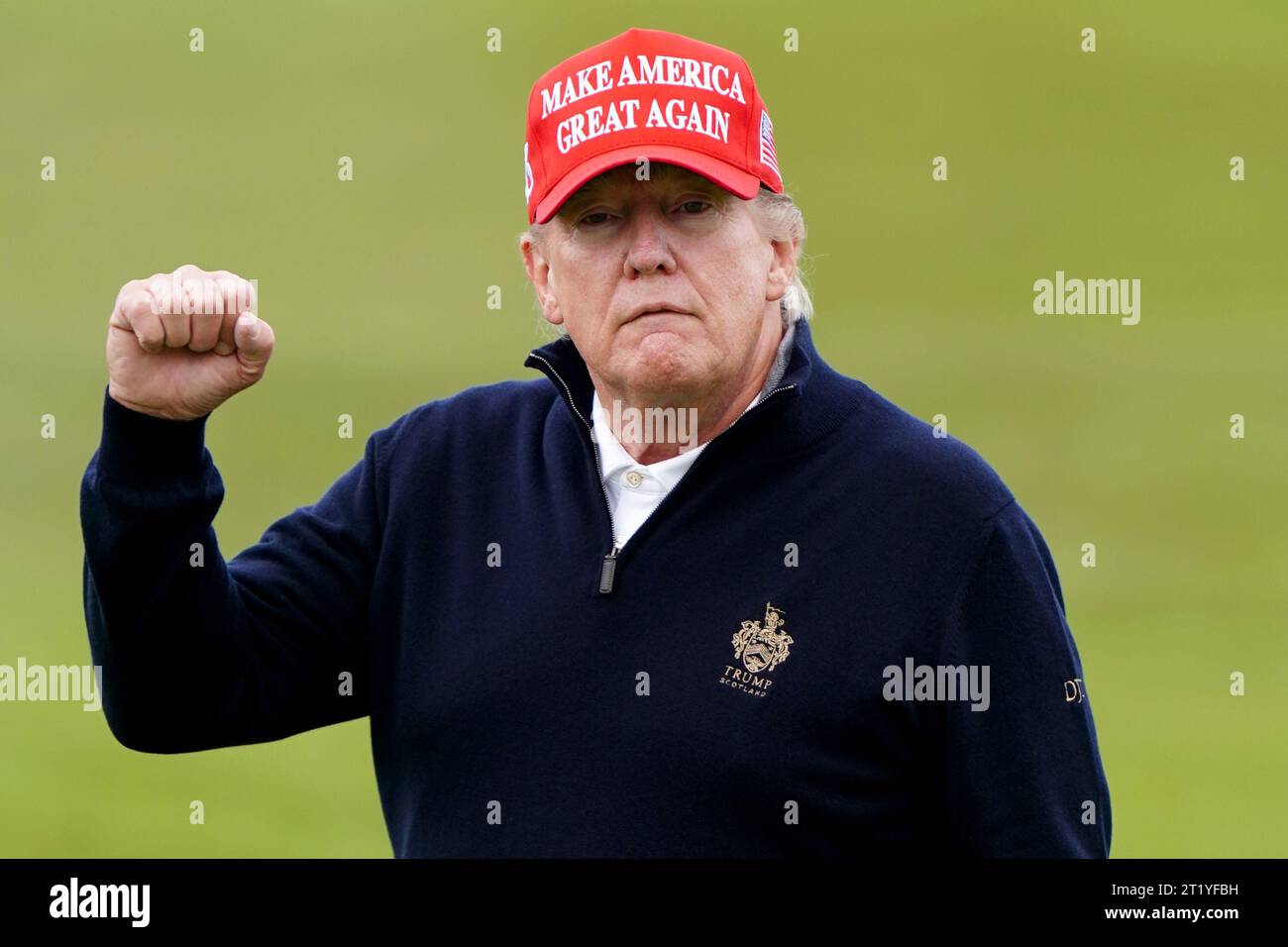 File photo dated 02/05/23 of former US president Donald Trump playing ...