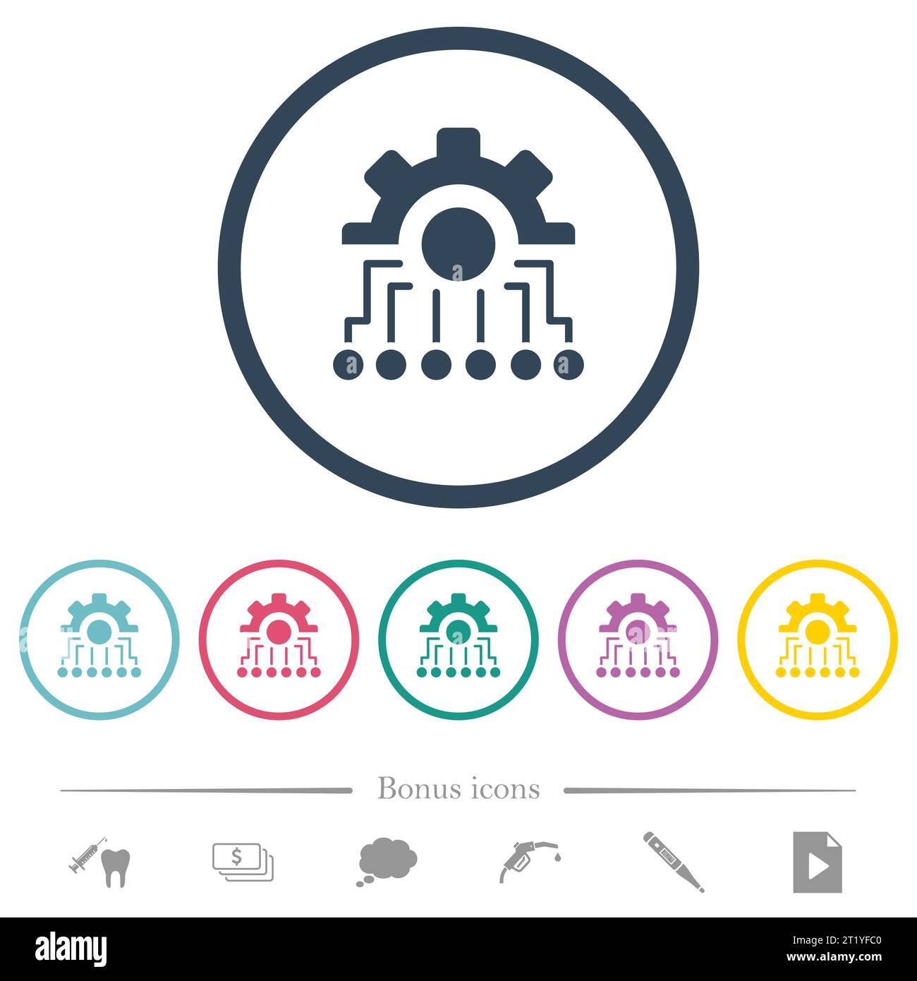 Mechatronics flat color icons in round outlines. 6 bonus icons included ...