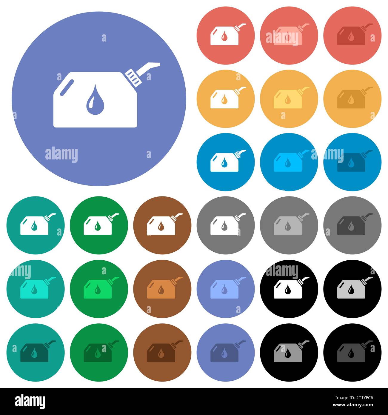 Oiler with oil drop multi colored flat icons on round backgrounds ...