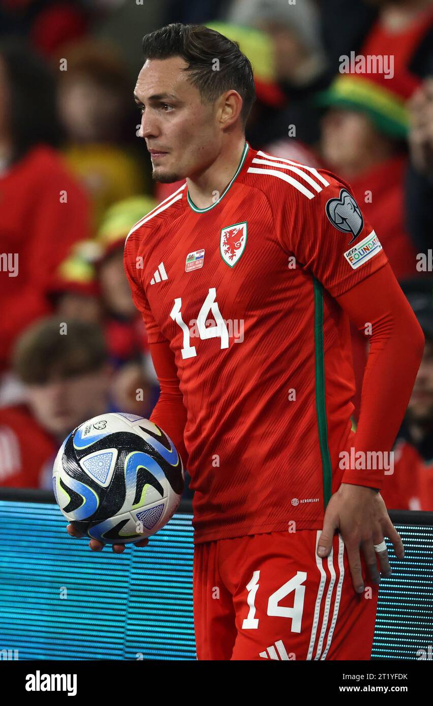 Cardiff, UK. 15th Oct, 2023. Connor Roberts of Wales during the UEFA ...