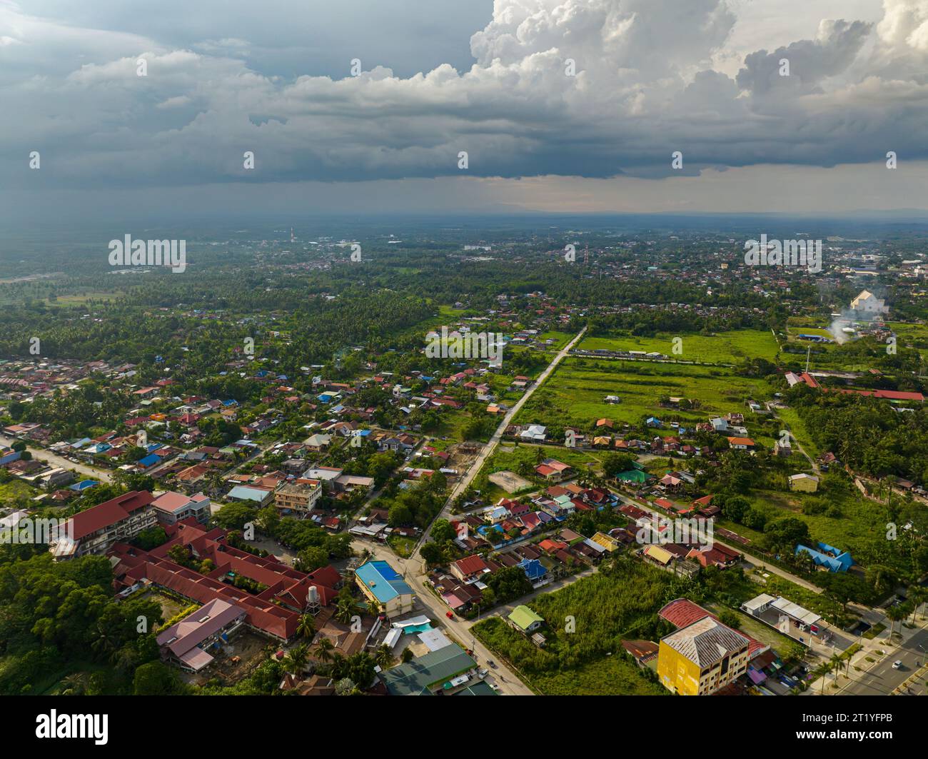 Tropical downtown with residential area. Tagum City, Davao del Norte ...