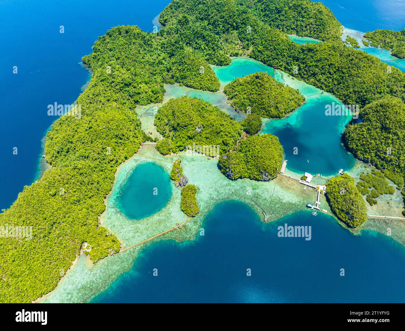 Tinago Island and lagoons with blue sea surface. Mindanao, Philippines ...