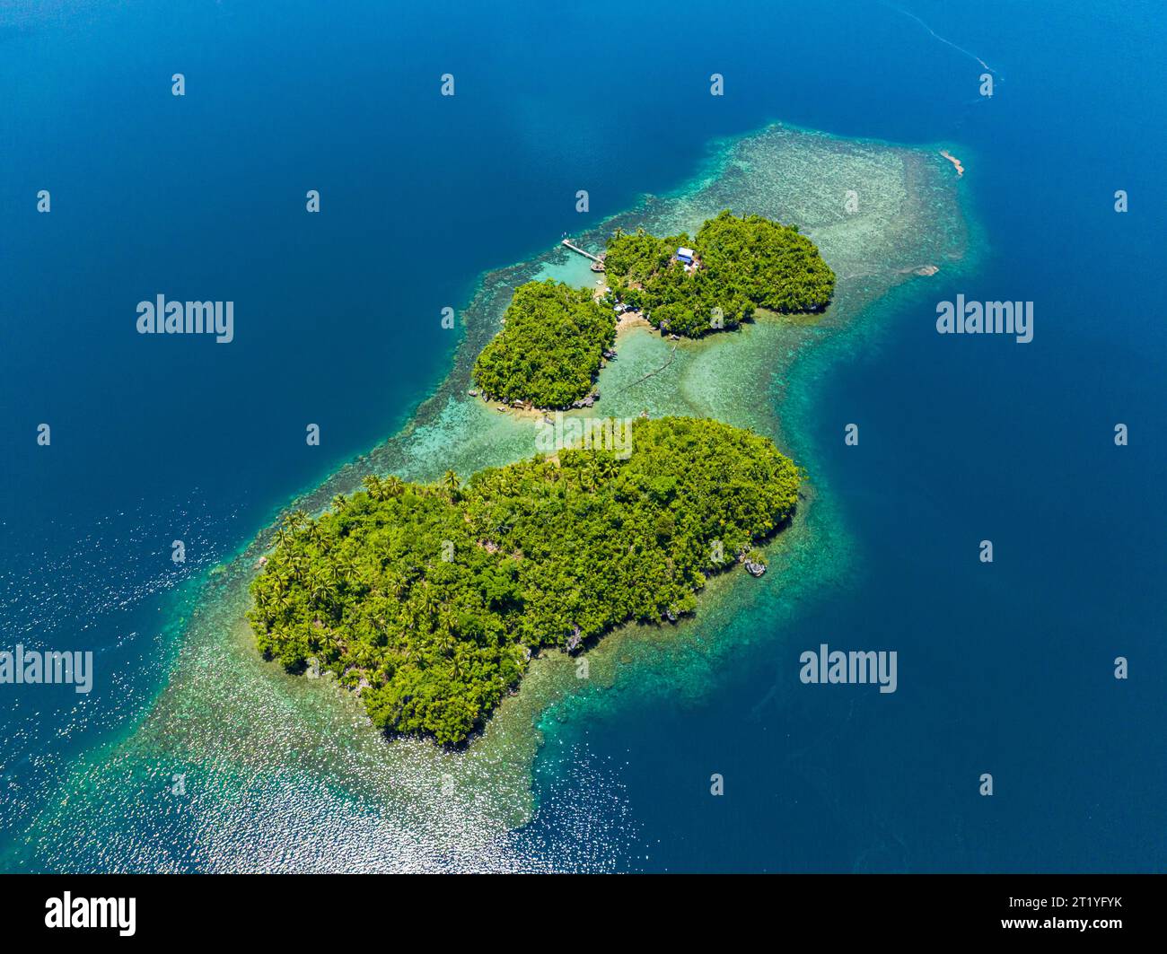 Aerial view of Beautiful tropical island and blue sea. Bangkay Island ...