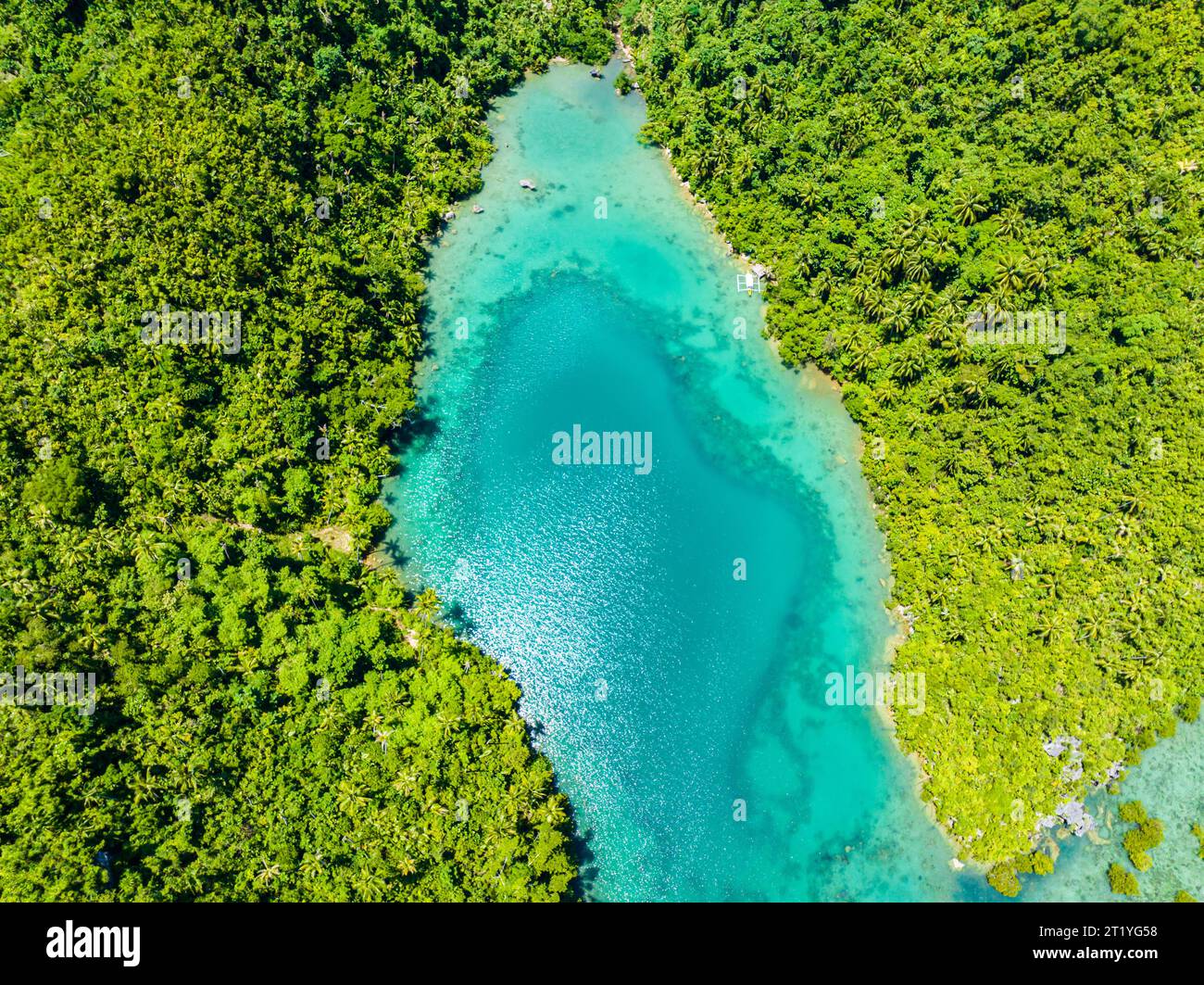 Beautiful lagoons with clear water. Sea bay in Tropical Island. Tinago ...