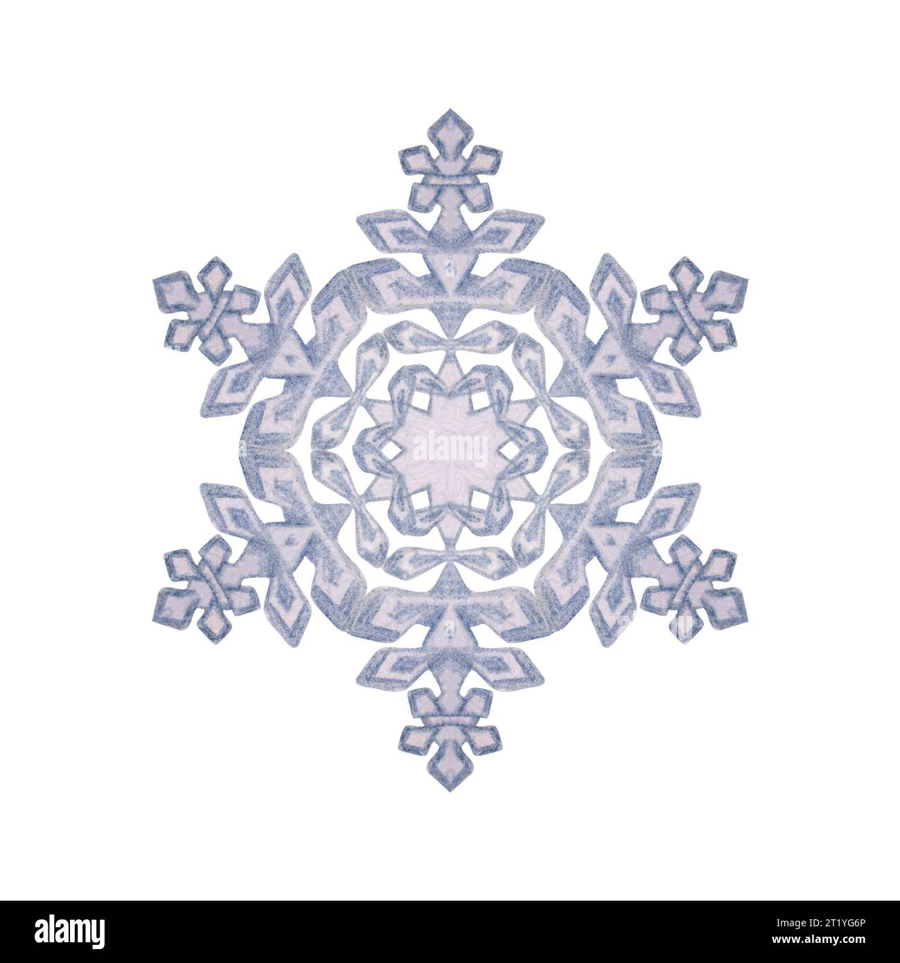 Hand drawn watercolor blue and silver snowflakes, water ice crystal ...