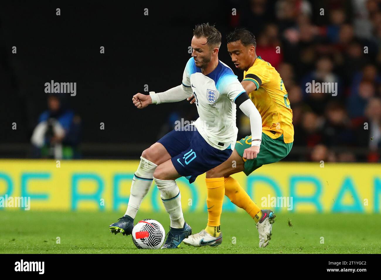 James Maddison of England and Keanu Baccus of Australia - England v ...