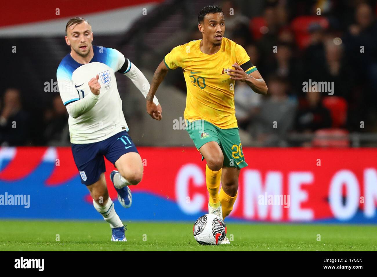 Keanu Baccus of Australia and Jarrod Bowen of England - England v ...