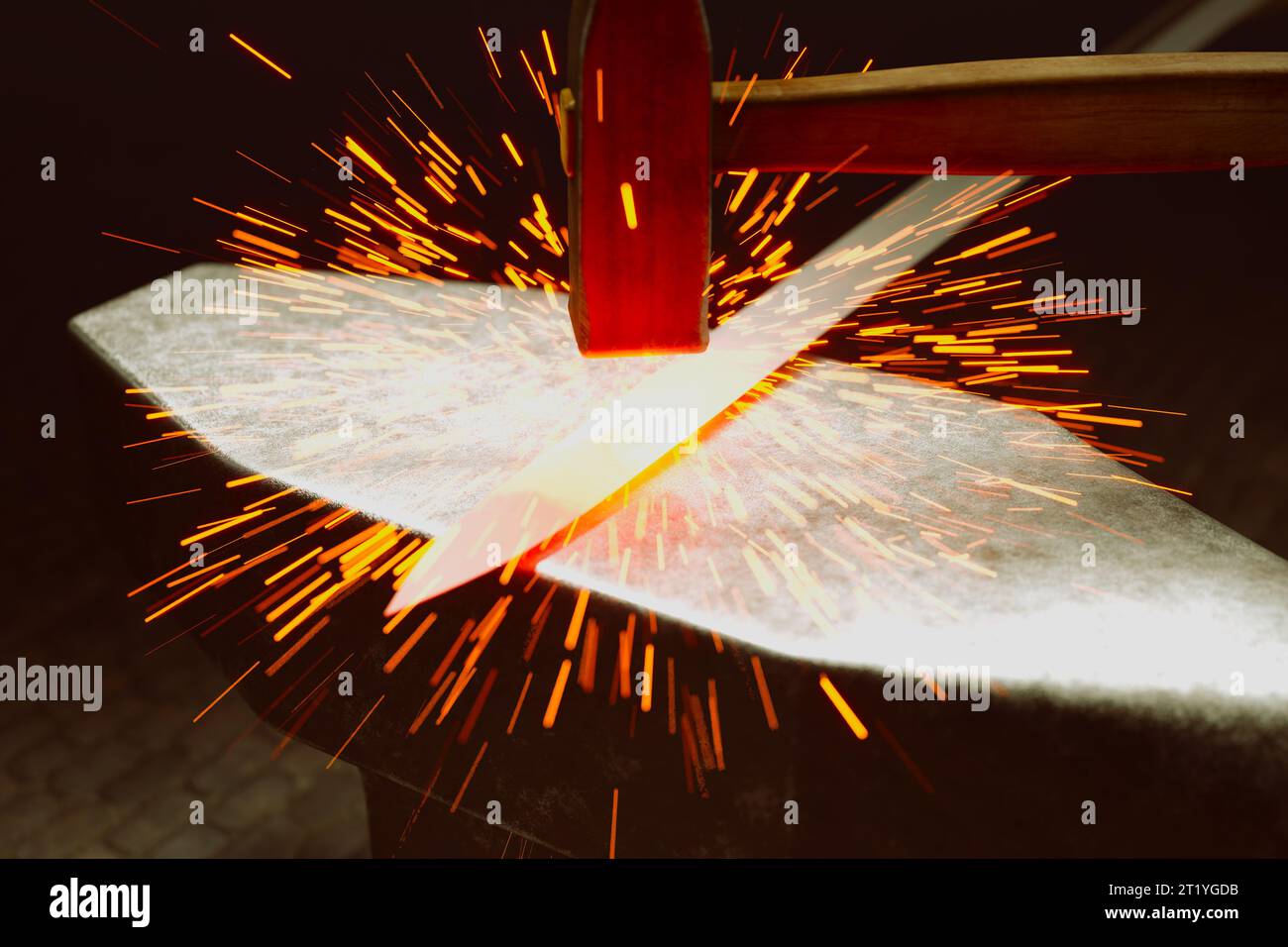 Traditional Ancient Forge With An Old Anvil Blacksmith With Heavy