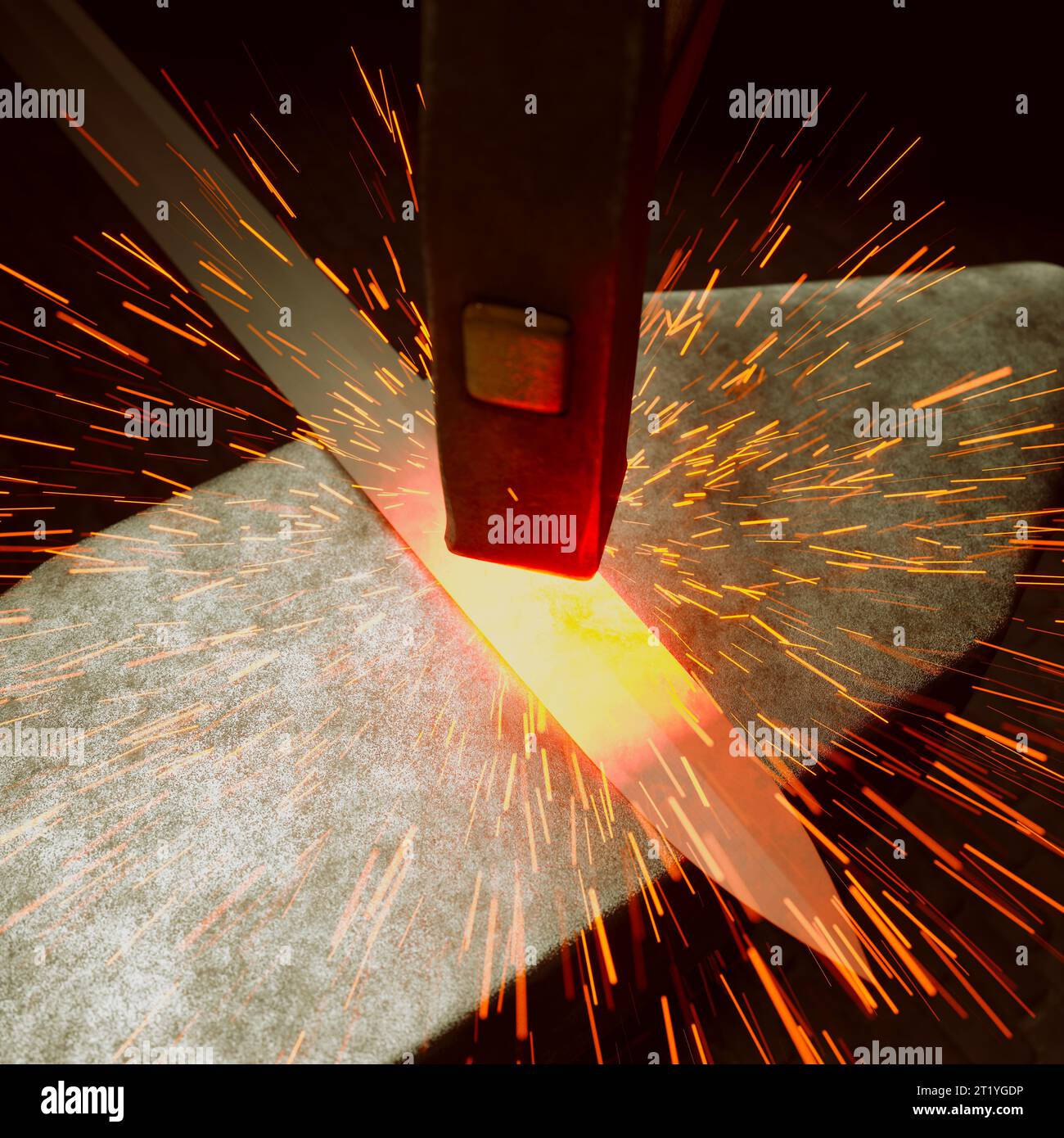 Traditional, ancient forge with an old anvil. Blacksmith with heavy ...