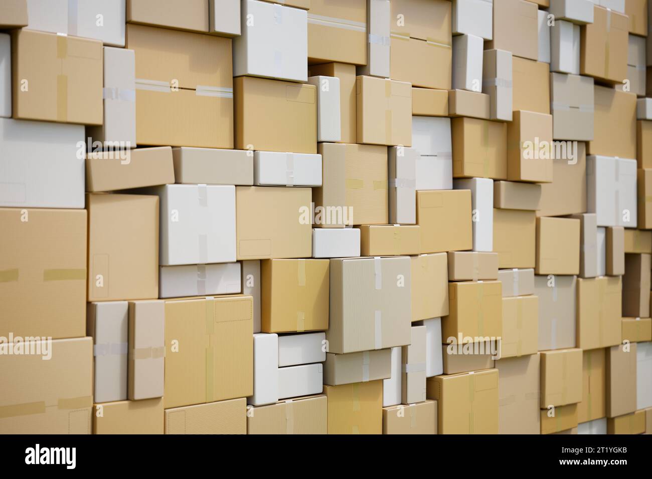 A huge pile of cardboard boxes. Stack of carton parcels. Logistic ...