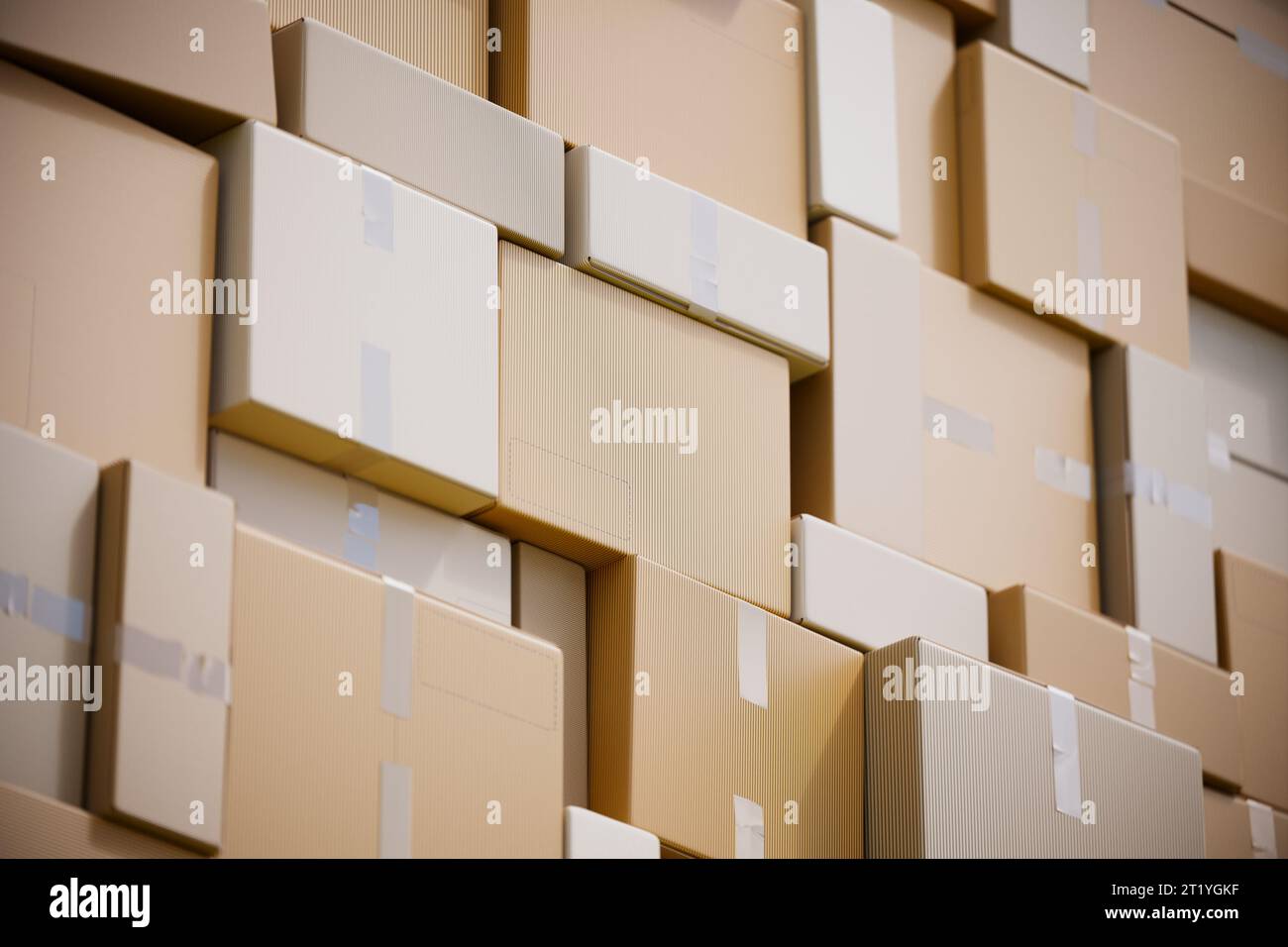 A huge pile of cardboard boxes. Stack of carton parcels. Logistic ...