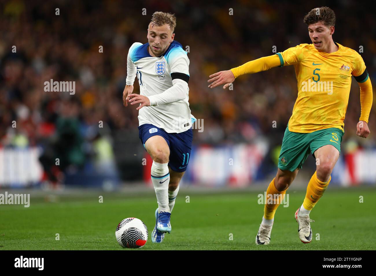 Jarrod Bowen of England and Jordan Bob of Australia - England v ...