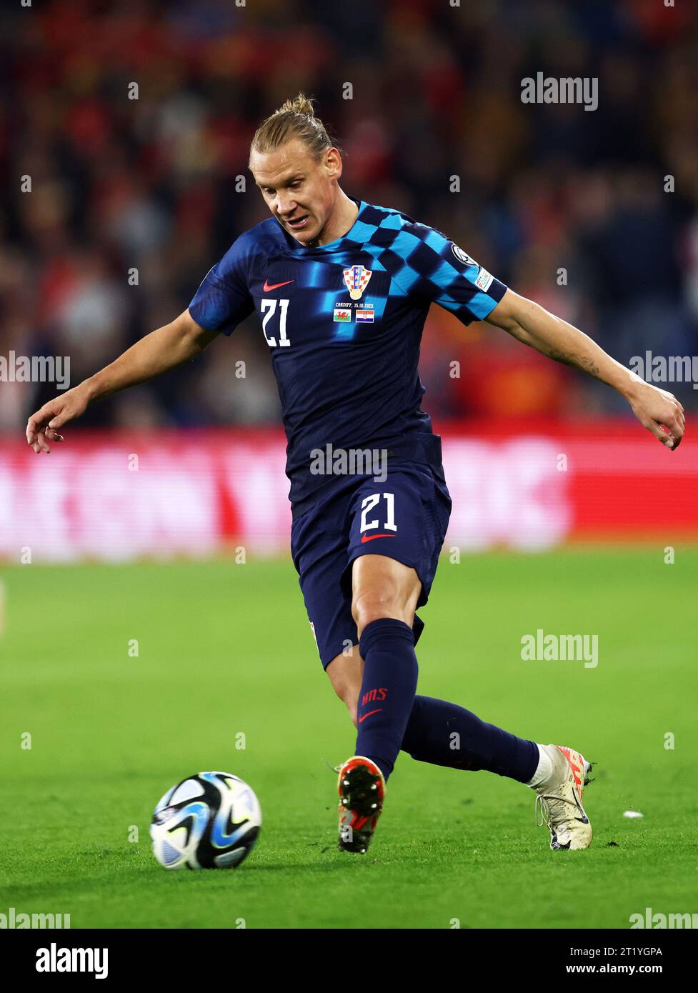 Cardiff, UK. 15th Oct, 2023. Domagoj Vida of Croatia during the UEFA ...