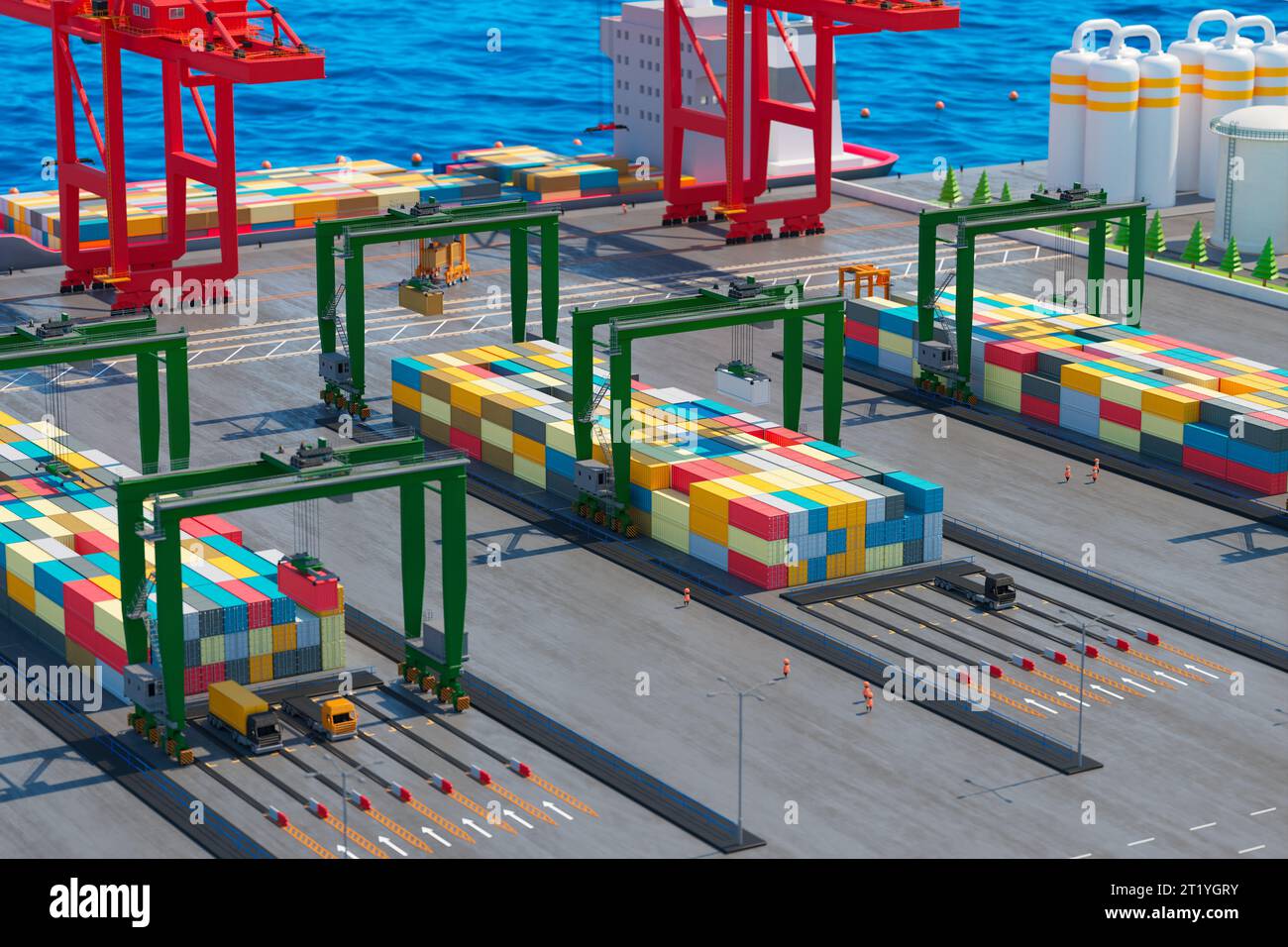 Cranes Loading container ships in the maritime terminal. Logistics ...