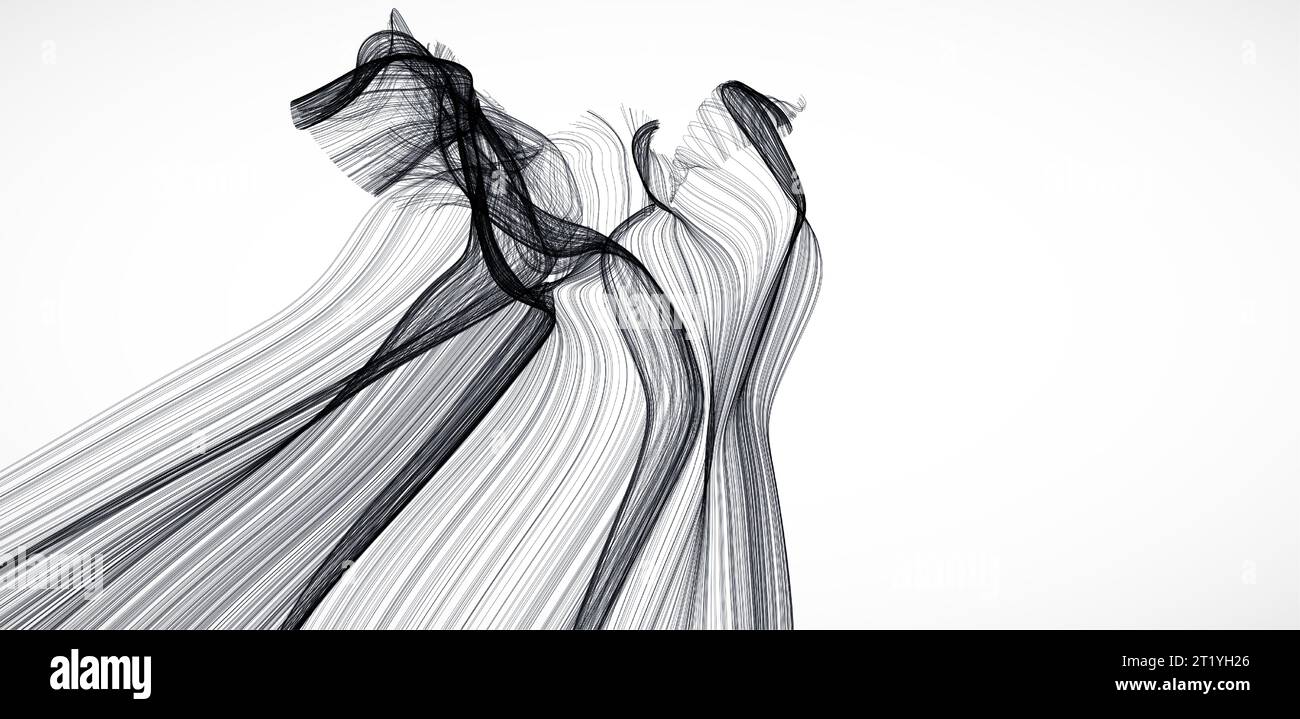 Abstract flowing wave lines. Design element for technology, science ...