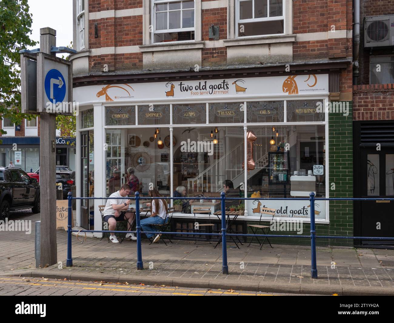 Exterior of the Two Old Goats cafe, town centre, Market Harborough ...