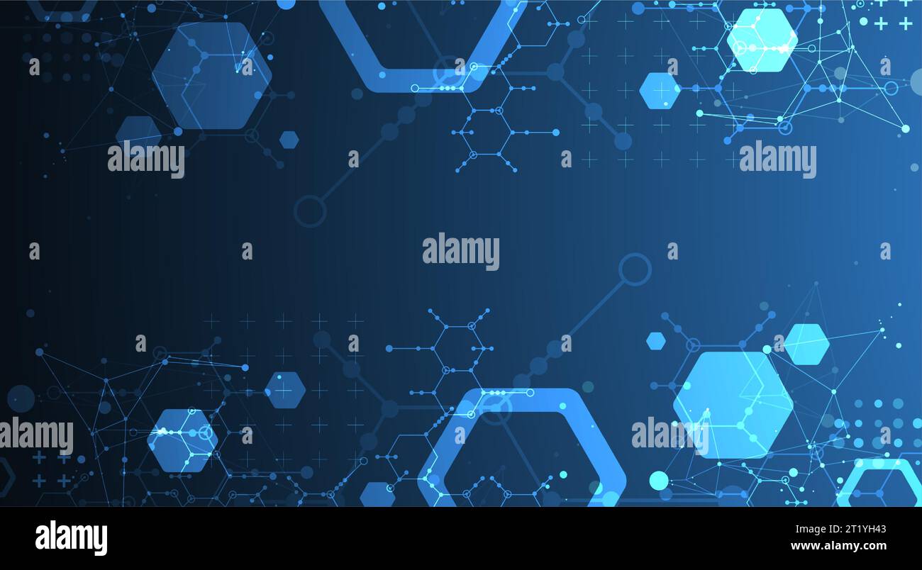 Modern neon science or technology abstract background using hexagonal ...