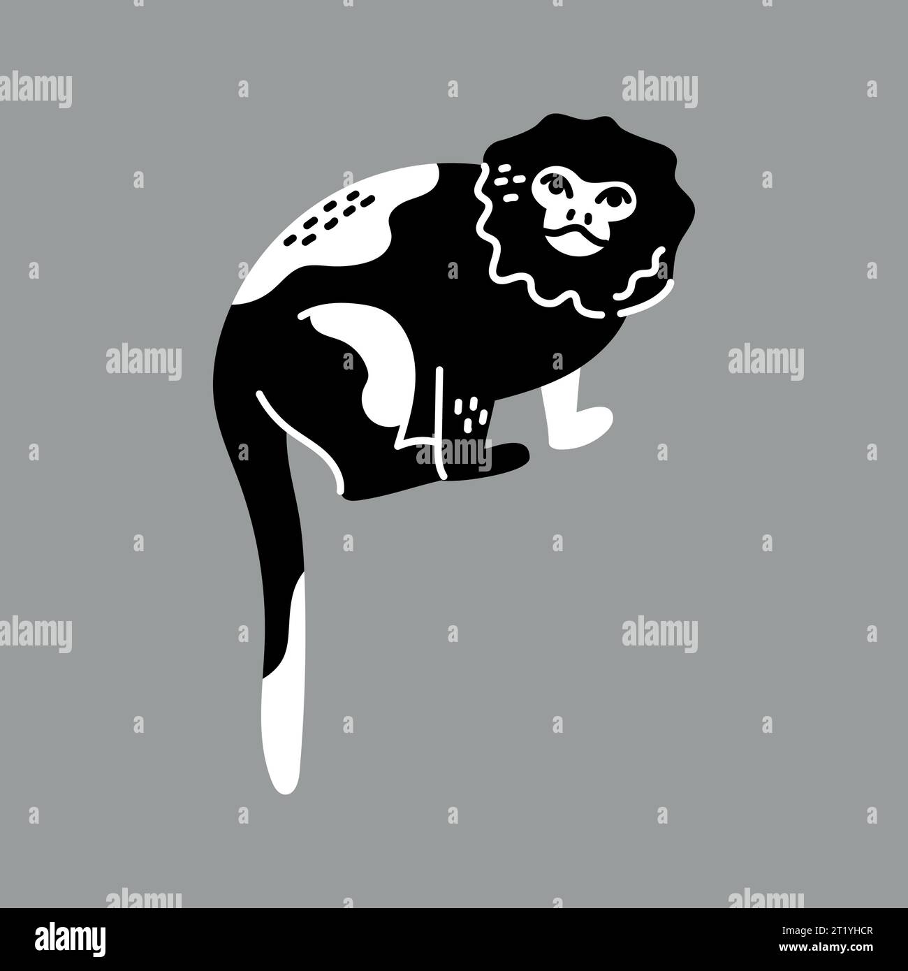 Hand drawn pygmy marmoset monkey color concept. Children's character ...