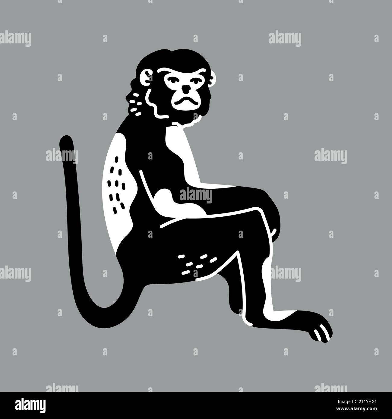 Hand drawn tonkin rhinoceros monkey color concept. Children's character ...