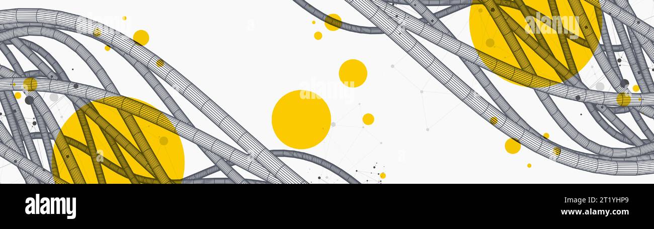 Vector abstract background with a wireframe dynamic pipes, line and particles Stock Vector Image ...