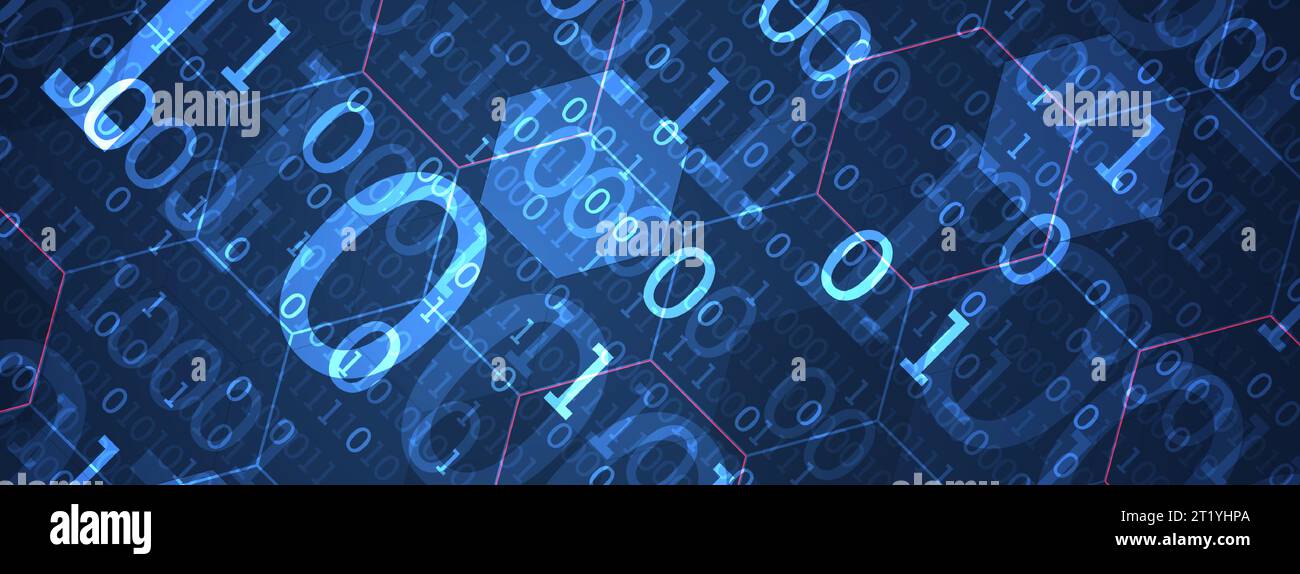 Abstract technology background. Numbers of different colors and sizes ...