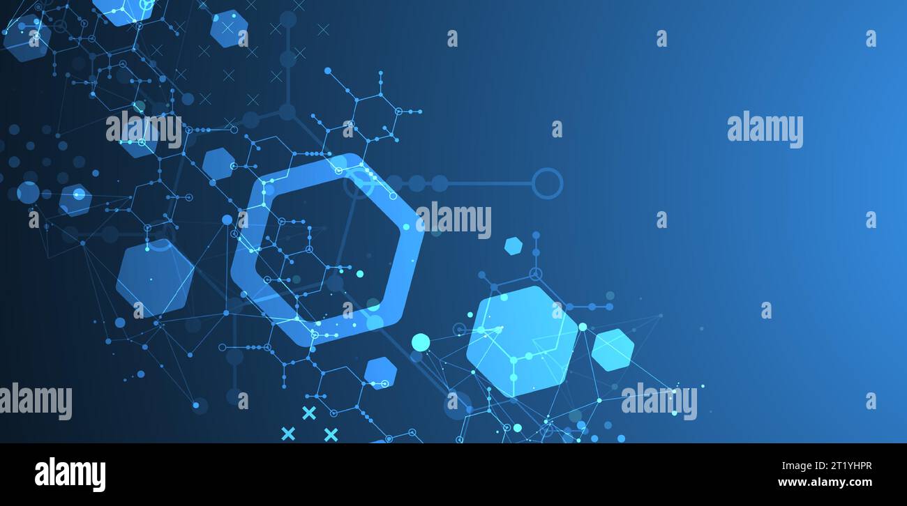 Modern neon science or technology abstract background using hexagonal ...