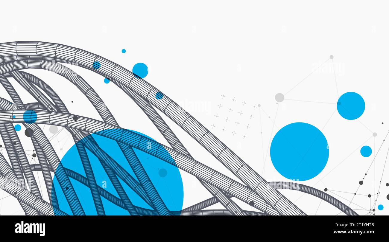 Vector abstract background with a wireframe dynamic pipes, line and particles Stock Vector Image ...