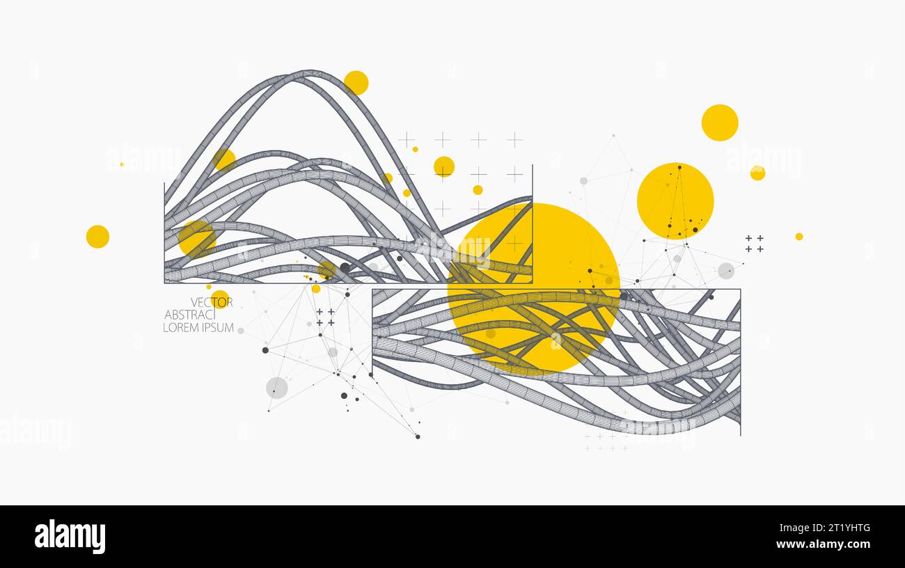 Vector abstract background with a wireframe dynamic pipes, line and particles Stock Vector Image ...