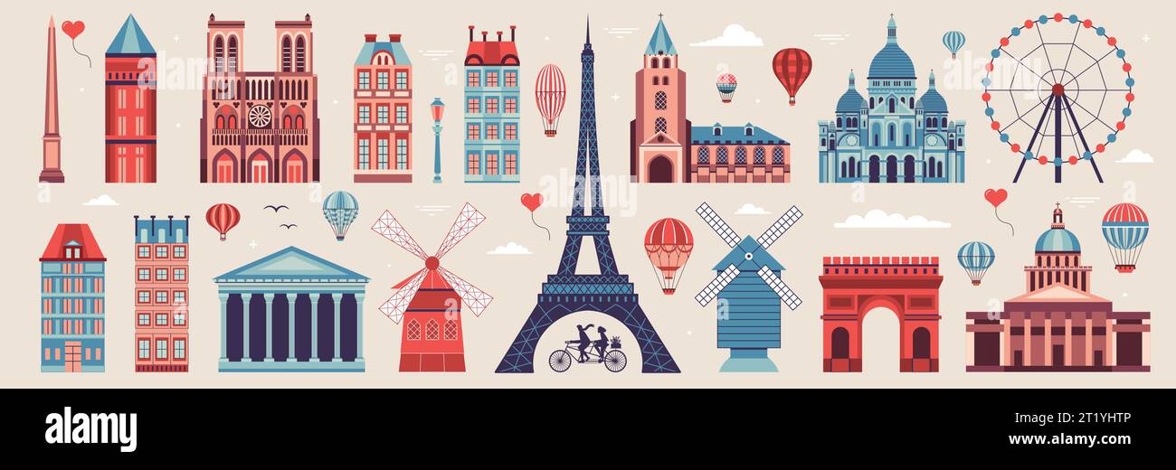 Travel Paris Web Banner with Popular Landmarks Stock Vector Image & Art ...