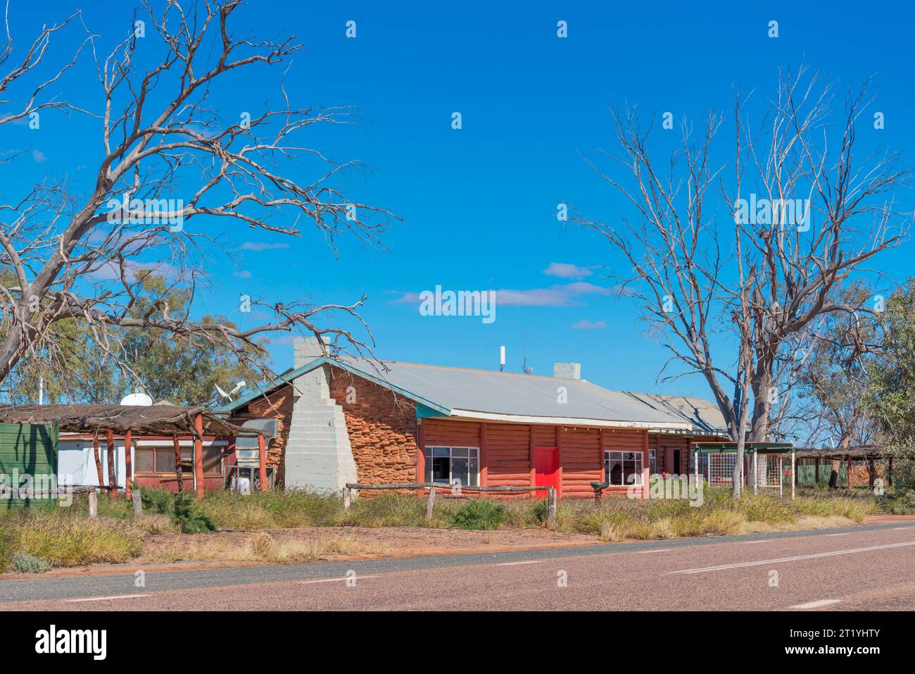 The Mt Ebenezer Roadhouse on the Lasseter Highway at Ghan in the Northern Territory, Australia ...