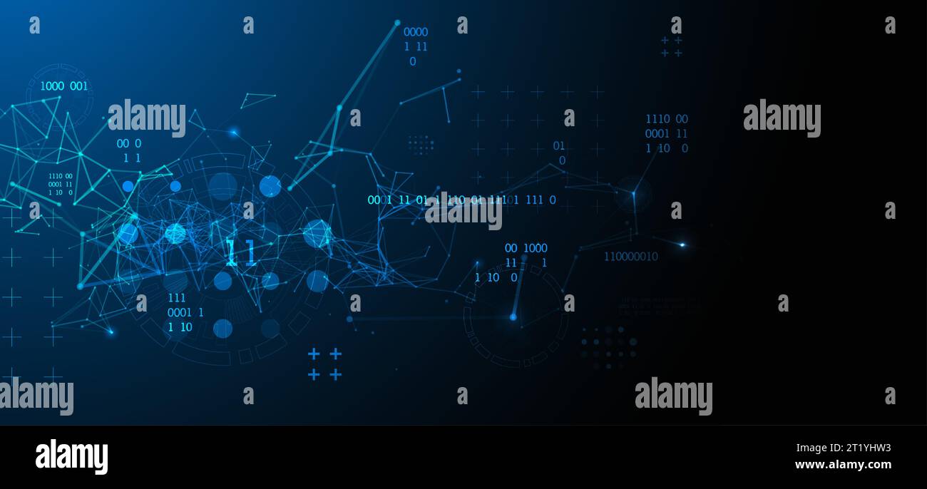 Technology Background With Plexus Effect Big Data Concept Binary Computer Code Vector