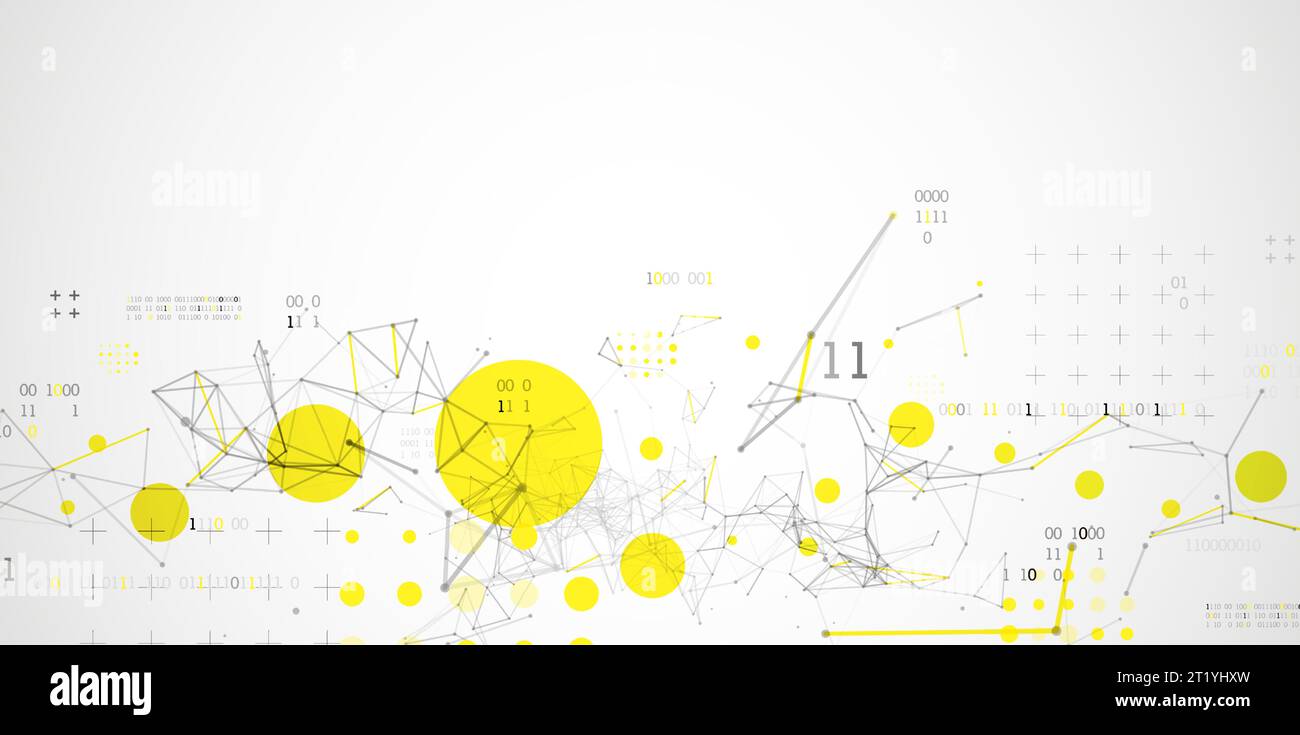 Technology background with plexus effect. Big data concept. Binary computer code. Vector ...