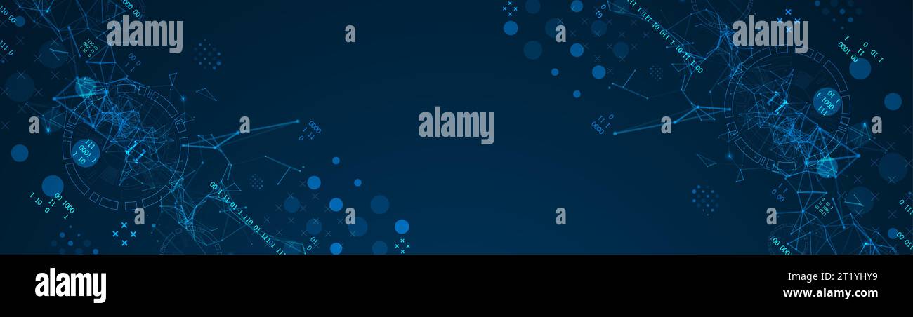 Technology Background With Plexus Effect Big Data Concept Binary Computer Code Vector
