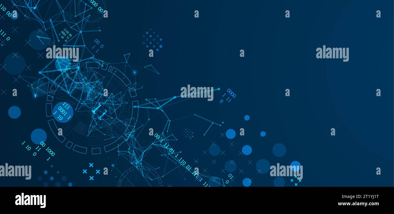 Technology Background With Plexus Effect Big Data Concept Binary Computer Code Vector