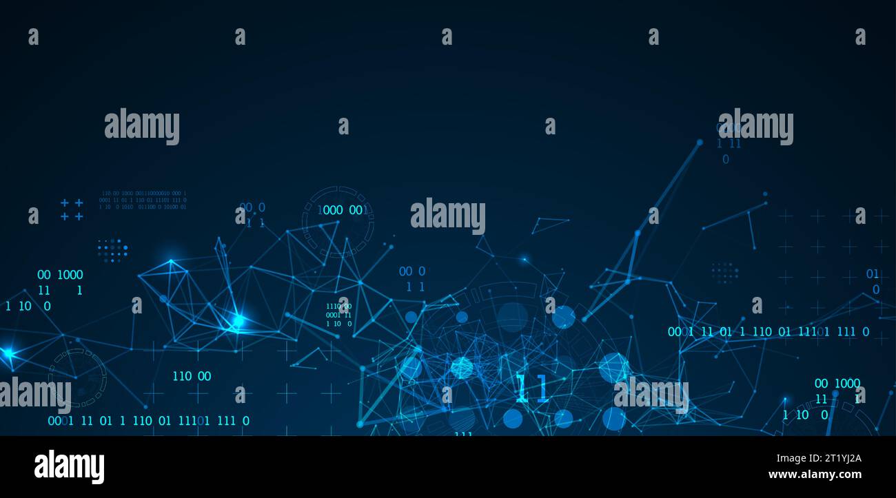 Technology Background With Plexus Effect Big Data Concept Binary Computer Code Vector