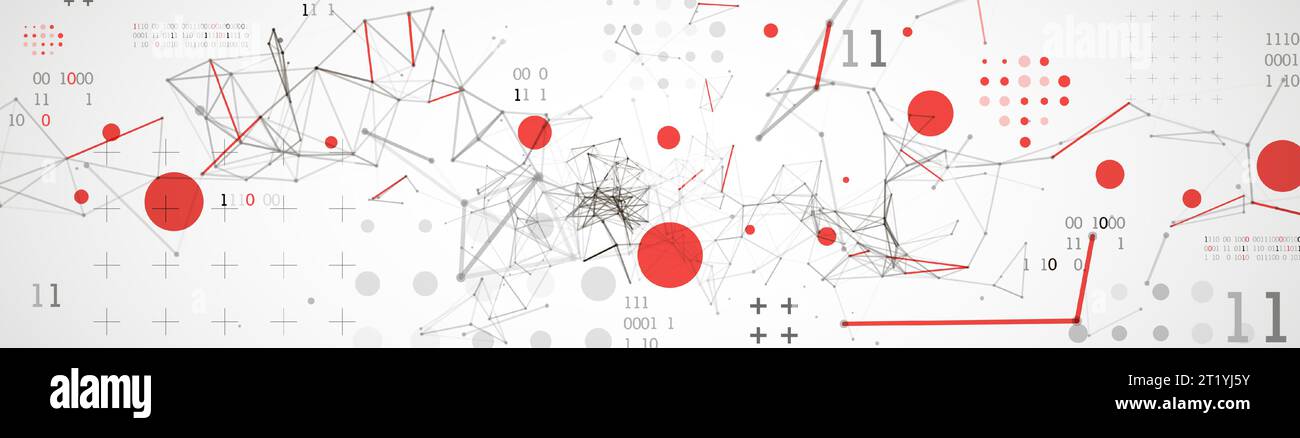 Technology background with plexus effect. Big data concept. Binary computer code. Vector ...