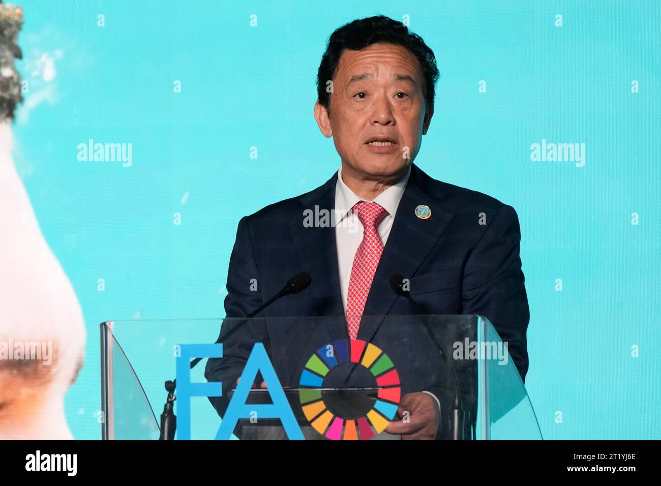 FAO Director-General Qu Dongyu delivers his speech during a 42nd World ...