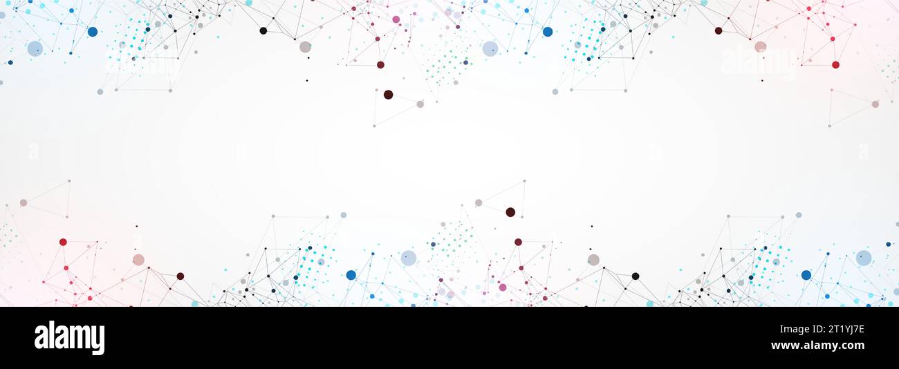 Template for science and technology presentation. Circles are connected by lines. Plexus style ...