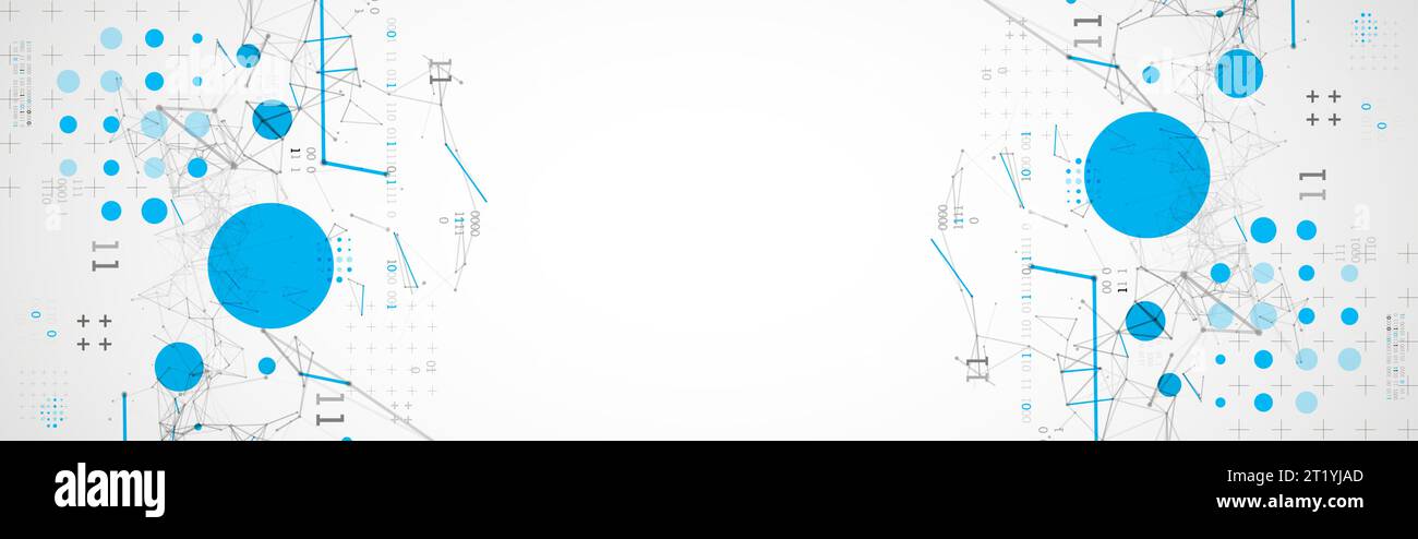 Technology background with plexus effect. Big data concept. Binary computer code. Vector ...