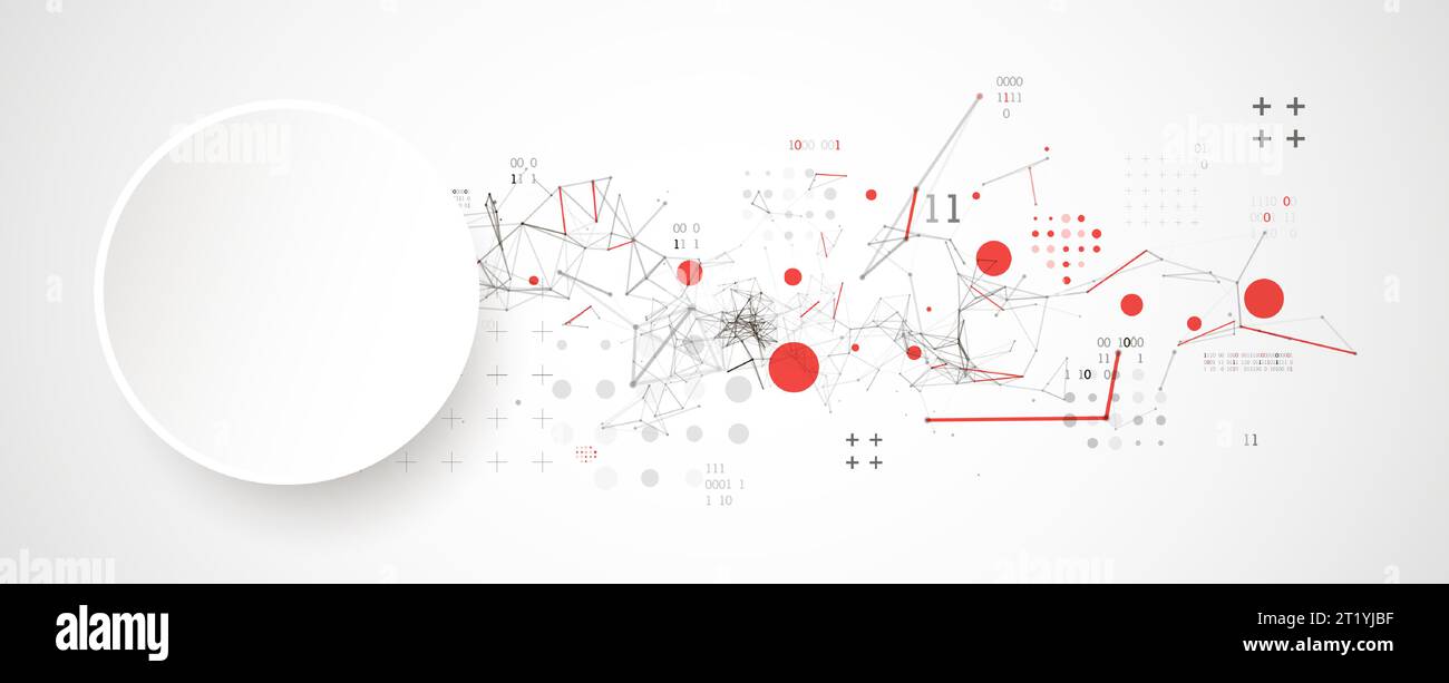 Technology background with plexus effect. Big data concept. Binary computer code. Vector ...