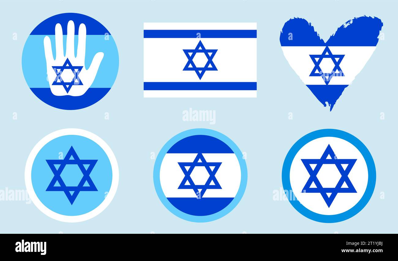 Flag of Israel Heart Shape Emblem set Support Sign Stock Vector Image ...