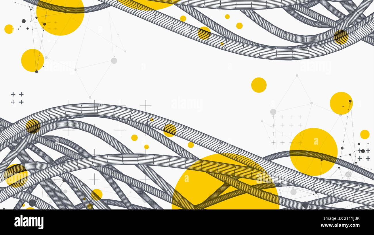 Vector abstract background with a wireframe dynamic pipes, line and particles Stock Vector Image ...