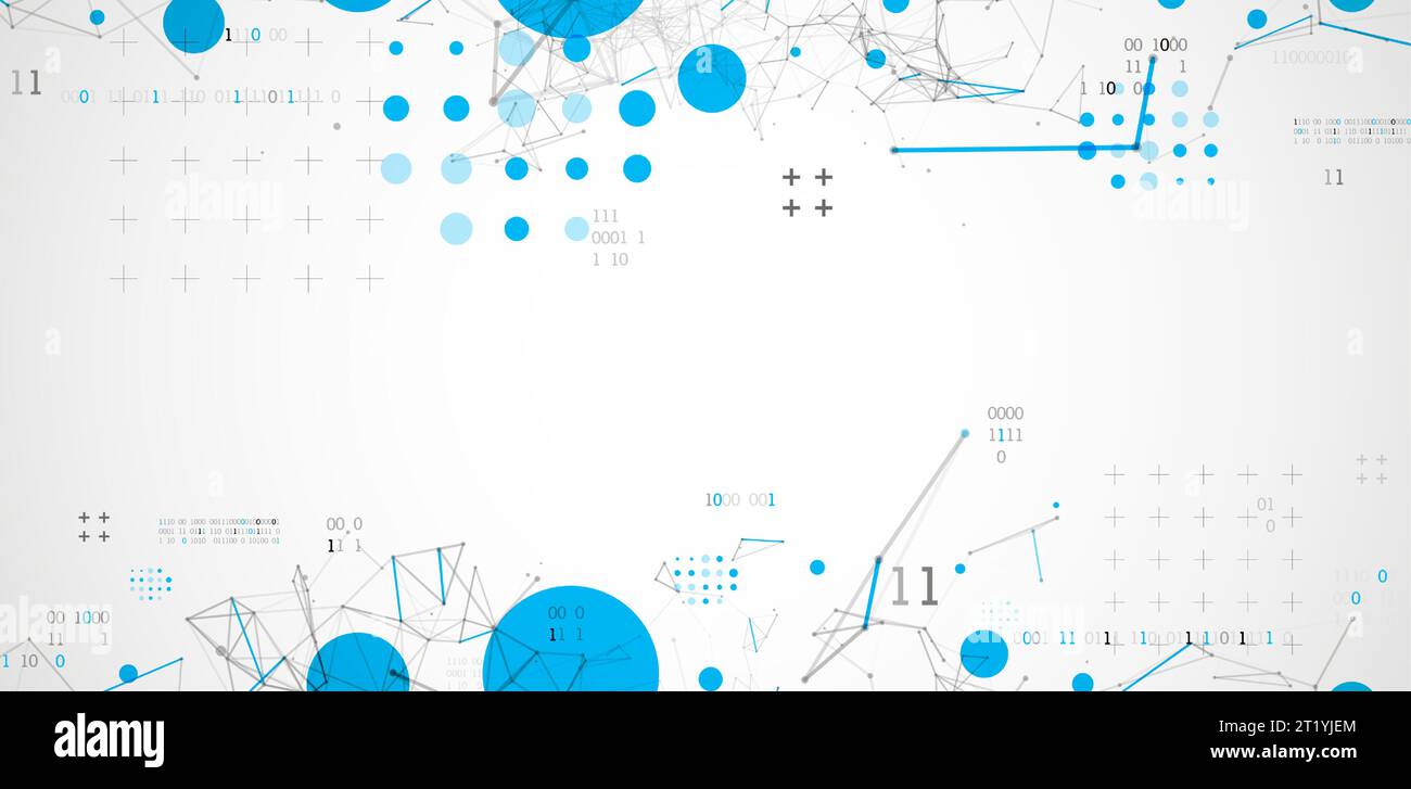 Technology background with plexus effect. Big data concept. Binary computer code. Vector ...