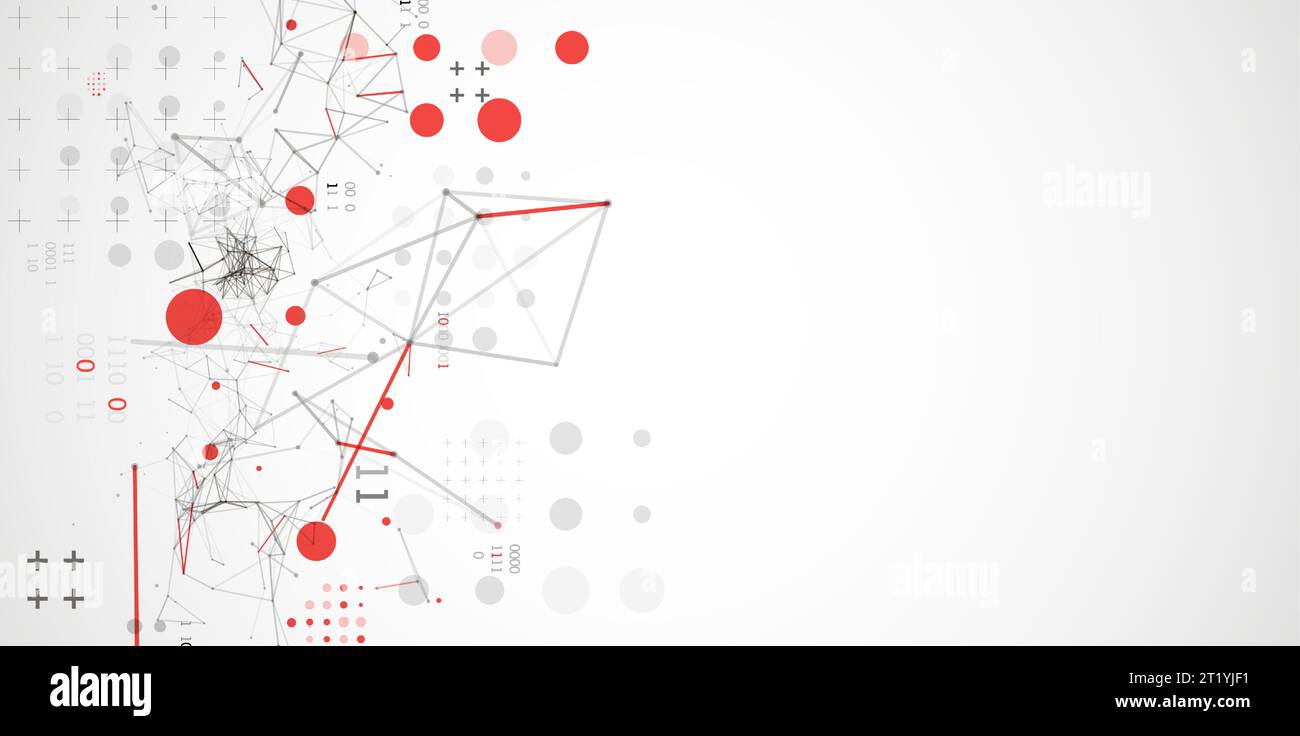 Technology background with plexus effect. Big data concept. Binary computer code. Vector ...