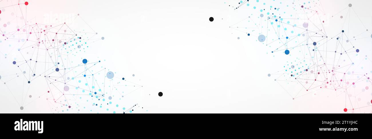 Template for science and technology presentation. Circles are connected by lines. Plexus style ...