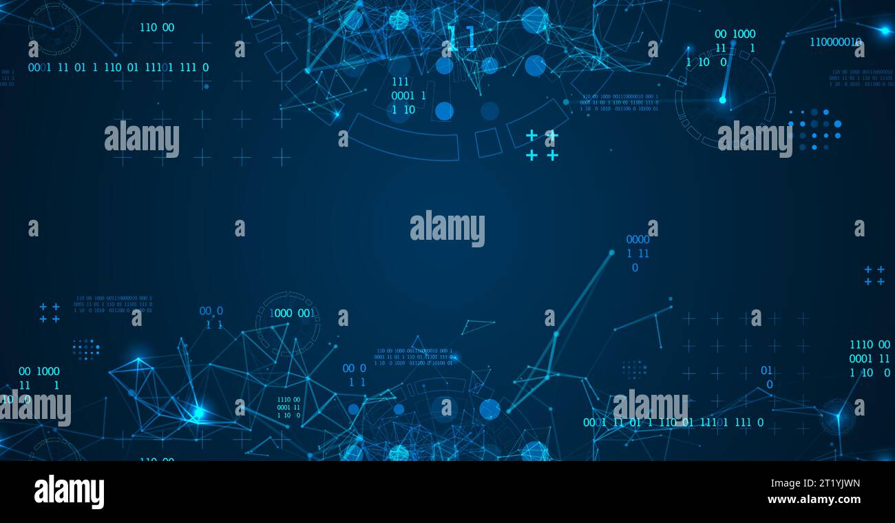 Technology Background With Plexus Effect Big Data Concept Binary Computer Code Vector