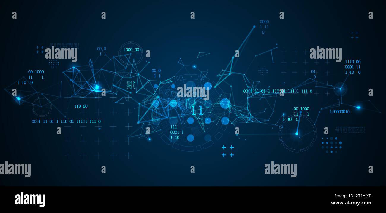 Technology Background With Plexus Effect Big Data Concept Binary Computer Code Vector 