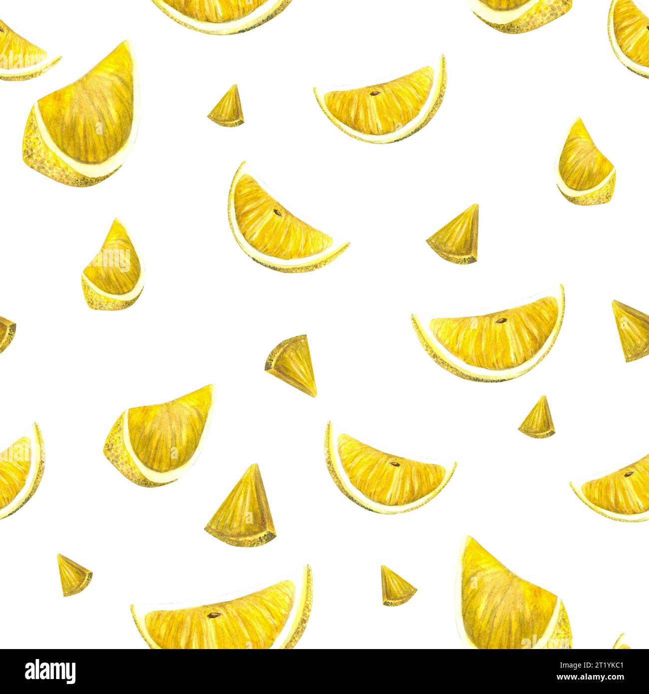 Watercolor seamless pattern of lemon slices from different angles ...