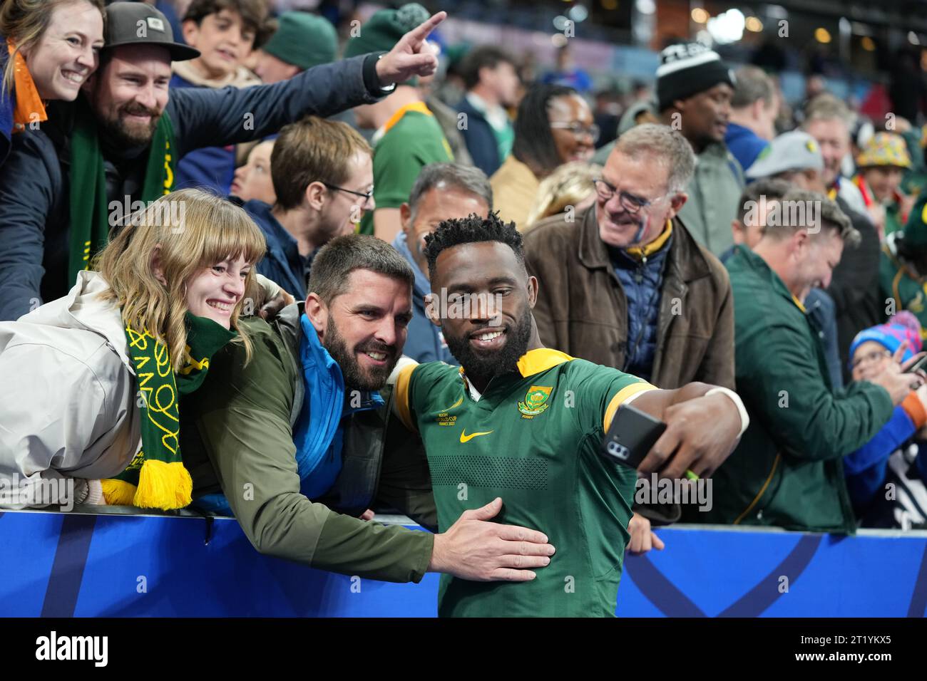 South Africa's Siya Kolisi takes a selfie with fans after winning the ...